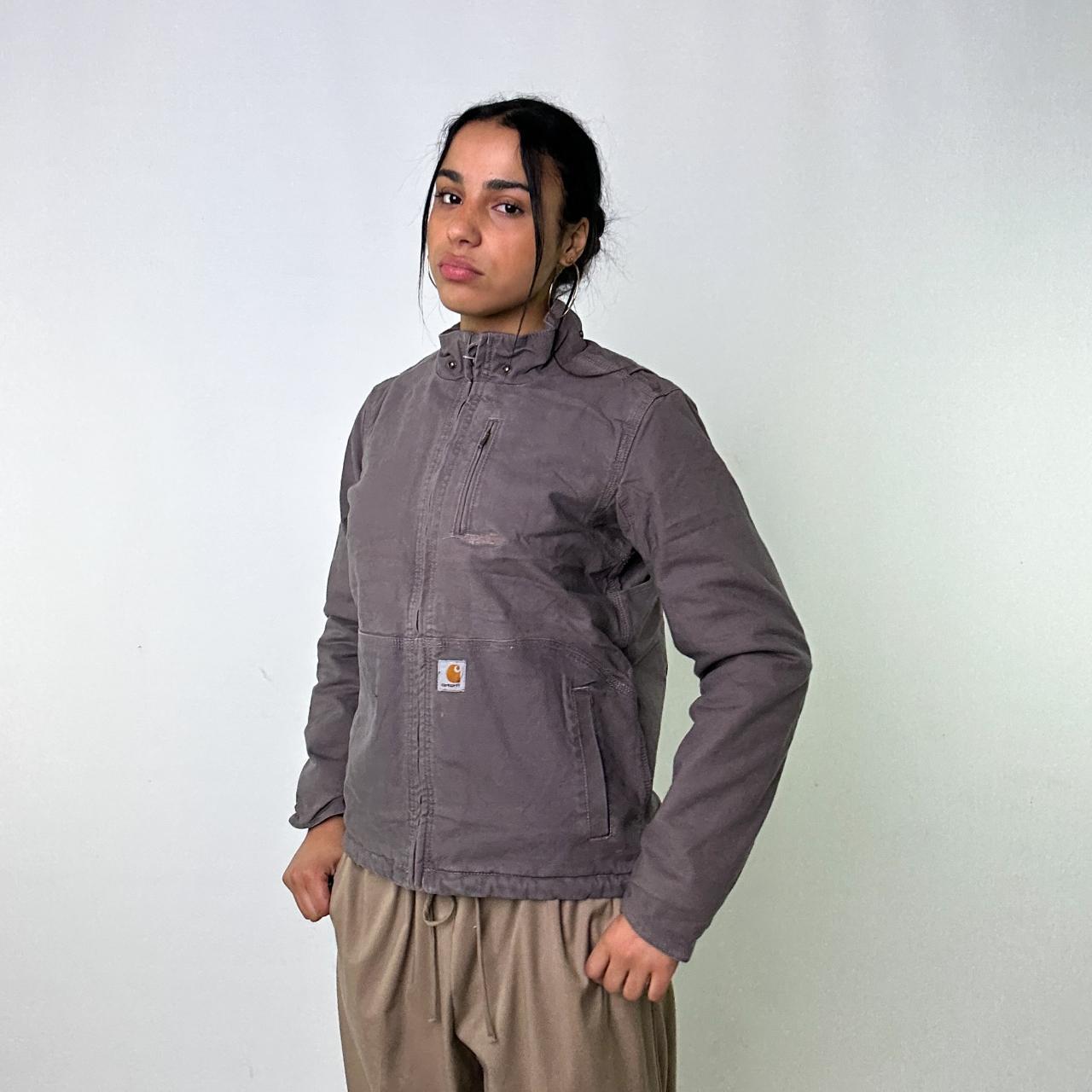 Light Grey Vintage Carhartt Fleece Lined Detroit... - Depop