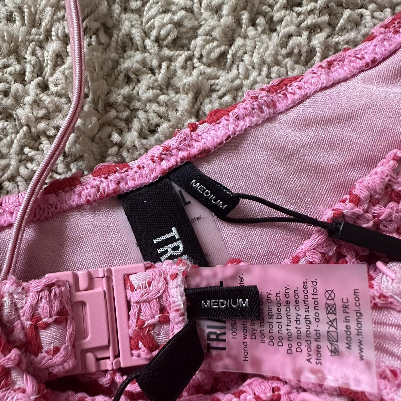 Maia Alina Triangl Suit Crochet Pink And Red Top Size Depop