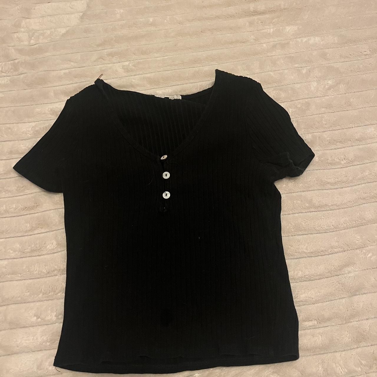 black skin tight ribbed shirt - Depop