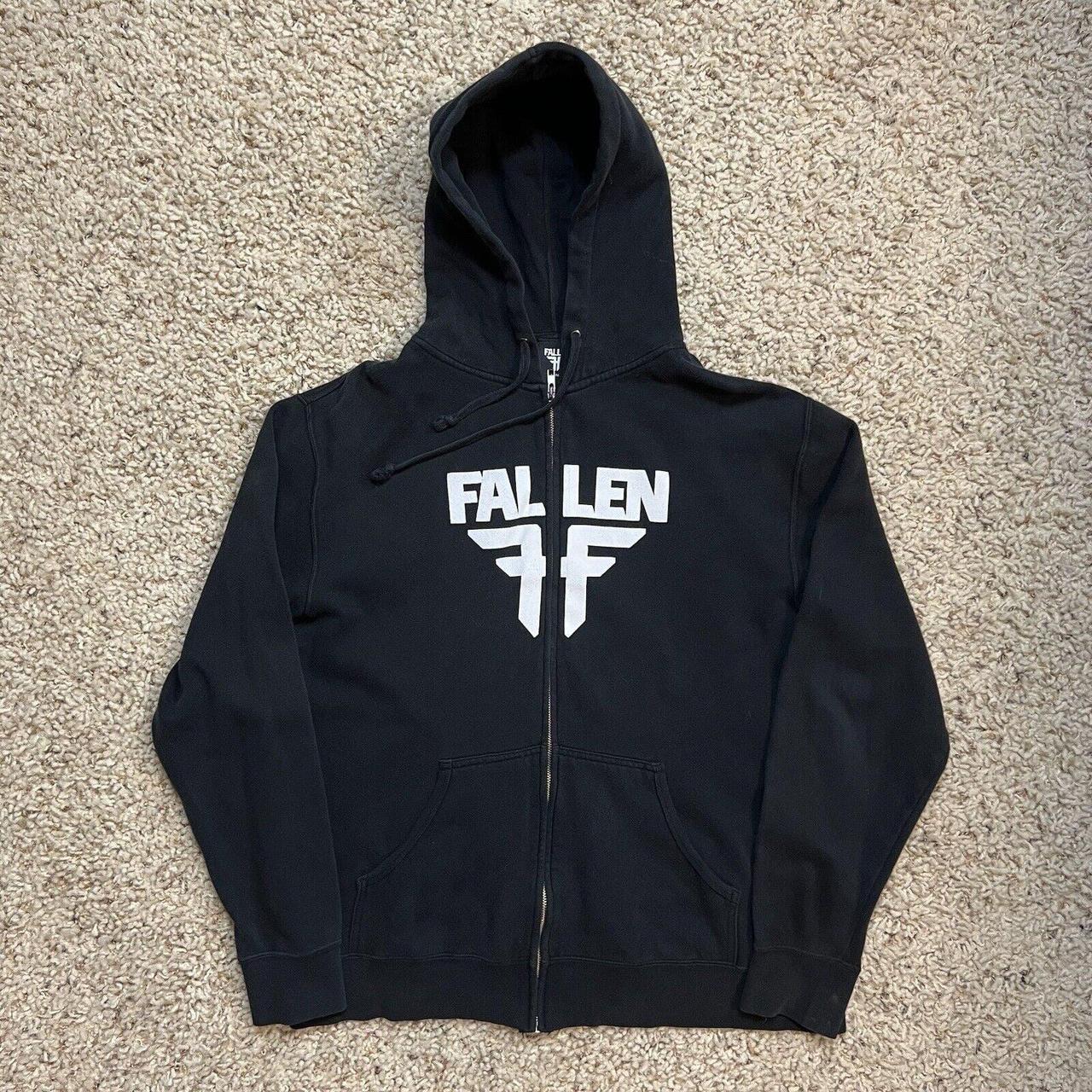 Fallen Hoodie Sweatshirt Large Mens Black Full Zip... - Depop