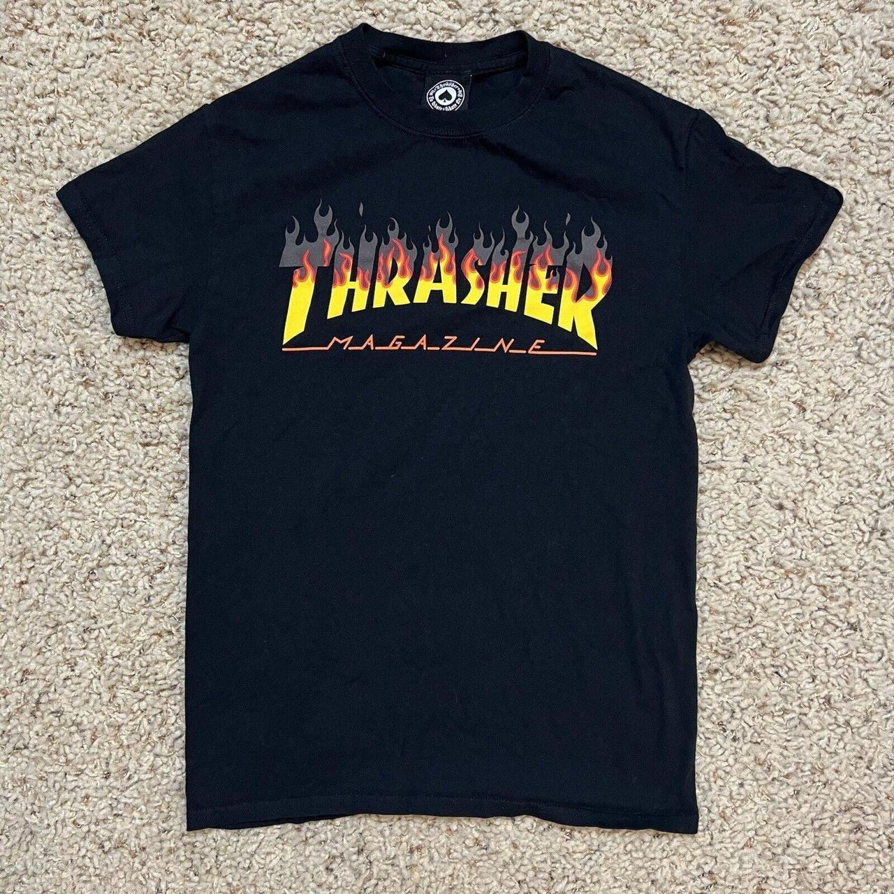 Classic logo Thrasher Magazine skateboarding tee... - Depop