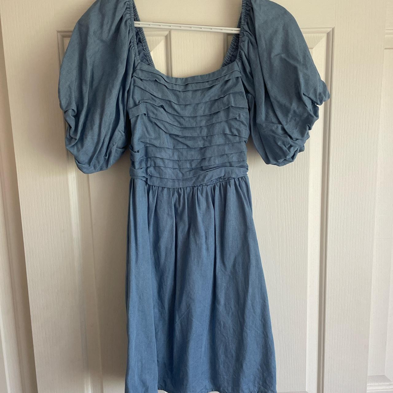 Piper blue dress with puff sleeves - Depop