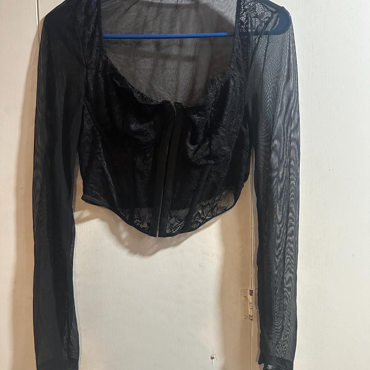 lace sheer corset top - Depop
