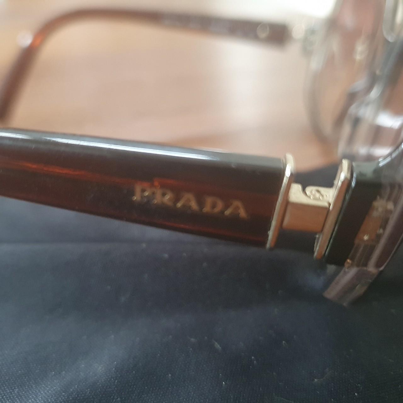 Womens Prada sunglasses. Brown acrylic with semi... - Depop