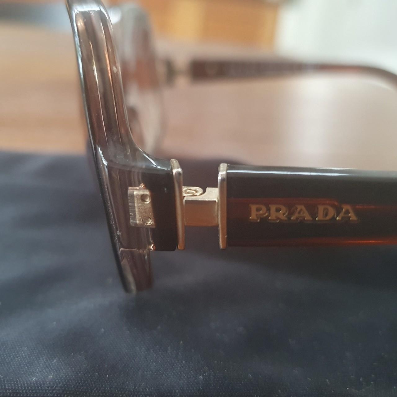 Womens Prada sunglasses. Brown acrylic with semi... - Depop