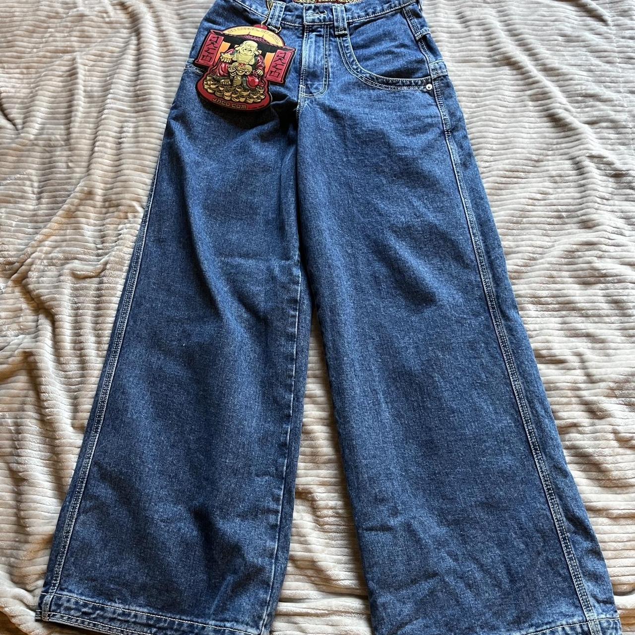 worn once limited edition buddha jinco jeans. size... - Depop
