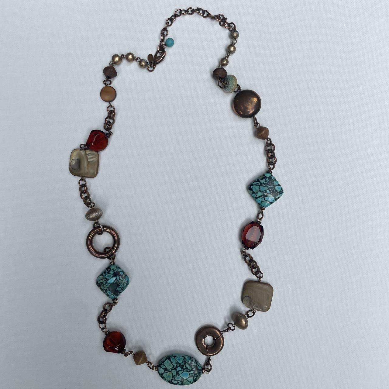 🌷funky 2000s vintage statement necklace in bronze... - Depop