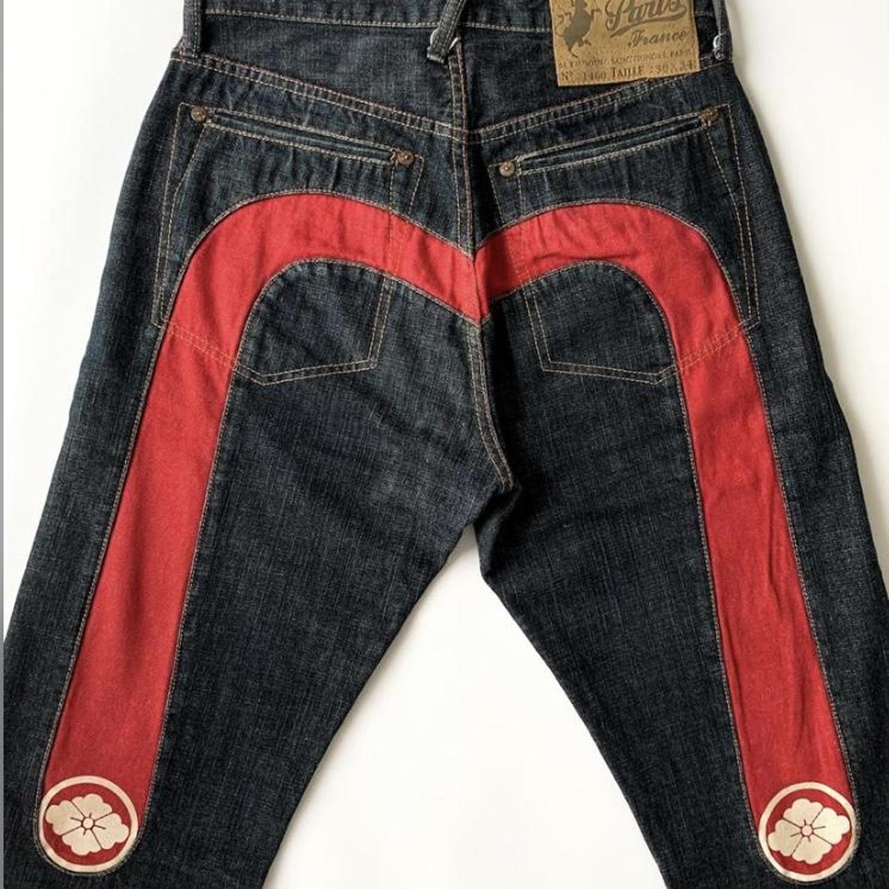 Rare red Evisu Paris diacock jeans ♦️ 30X30... - Depop