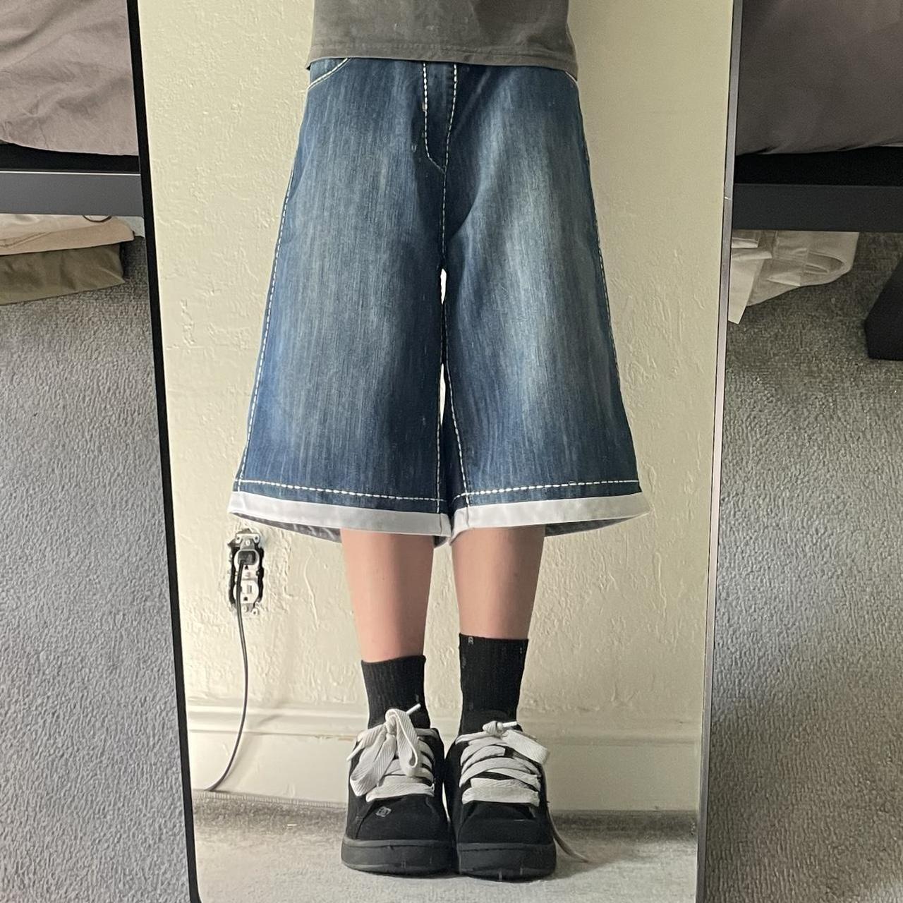 Cyber y2k grunge baggy jorts Size 40 6 foot for... - Depop