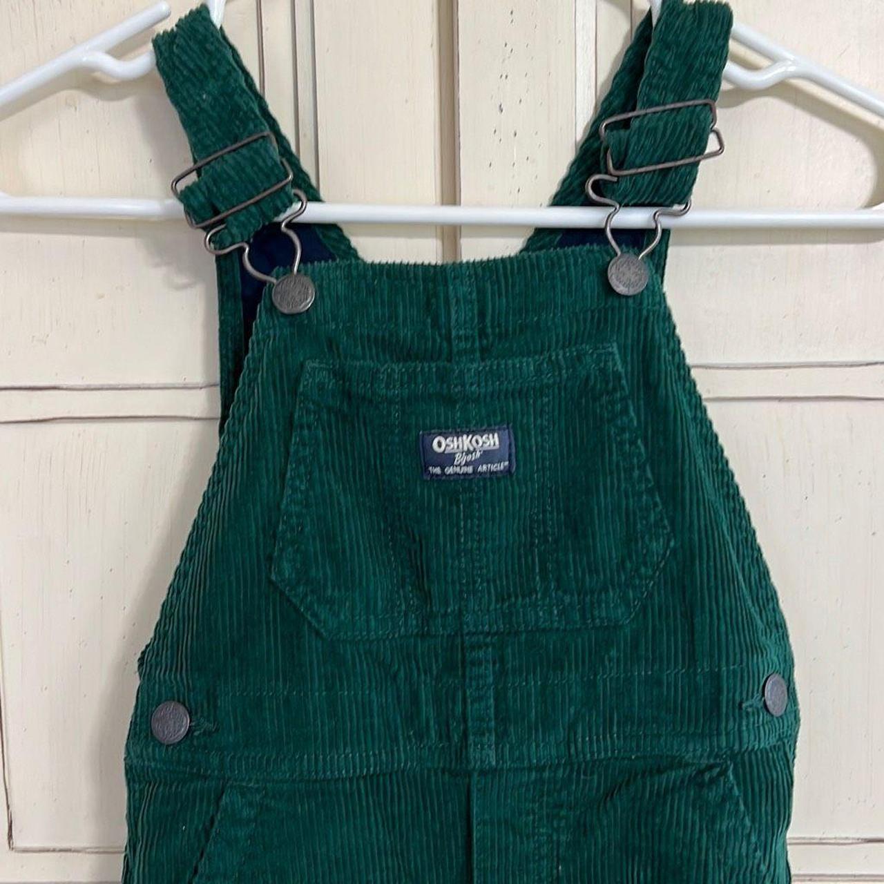 Oshkosh size 3T dark green corduroy overalls with a... - Depop