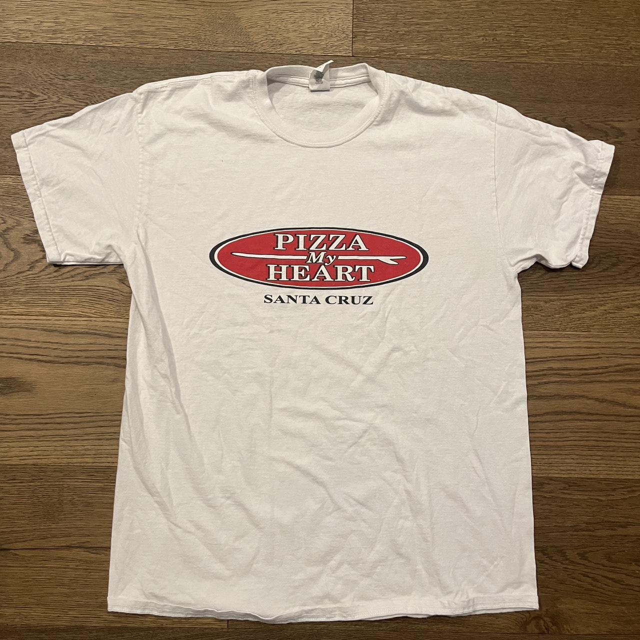 Pizza my Heart T-shirt -Size: L -Fits: L -Condition:... - Depop