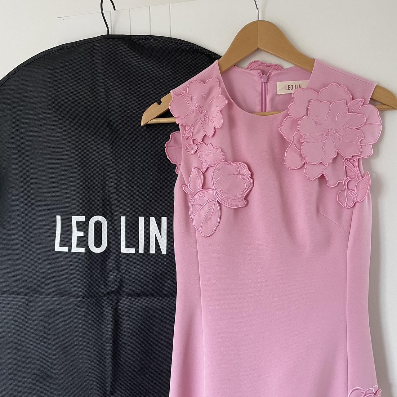 Leo Lin Cleo Appliqué Midi dress in flamingo. Size 6... | Depop