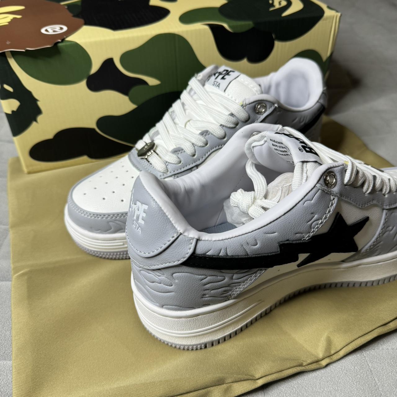 Bape Star🦍 Shoes Grey and white Size 7UK Comes... - Depop