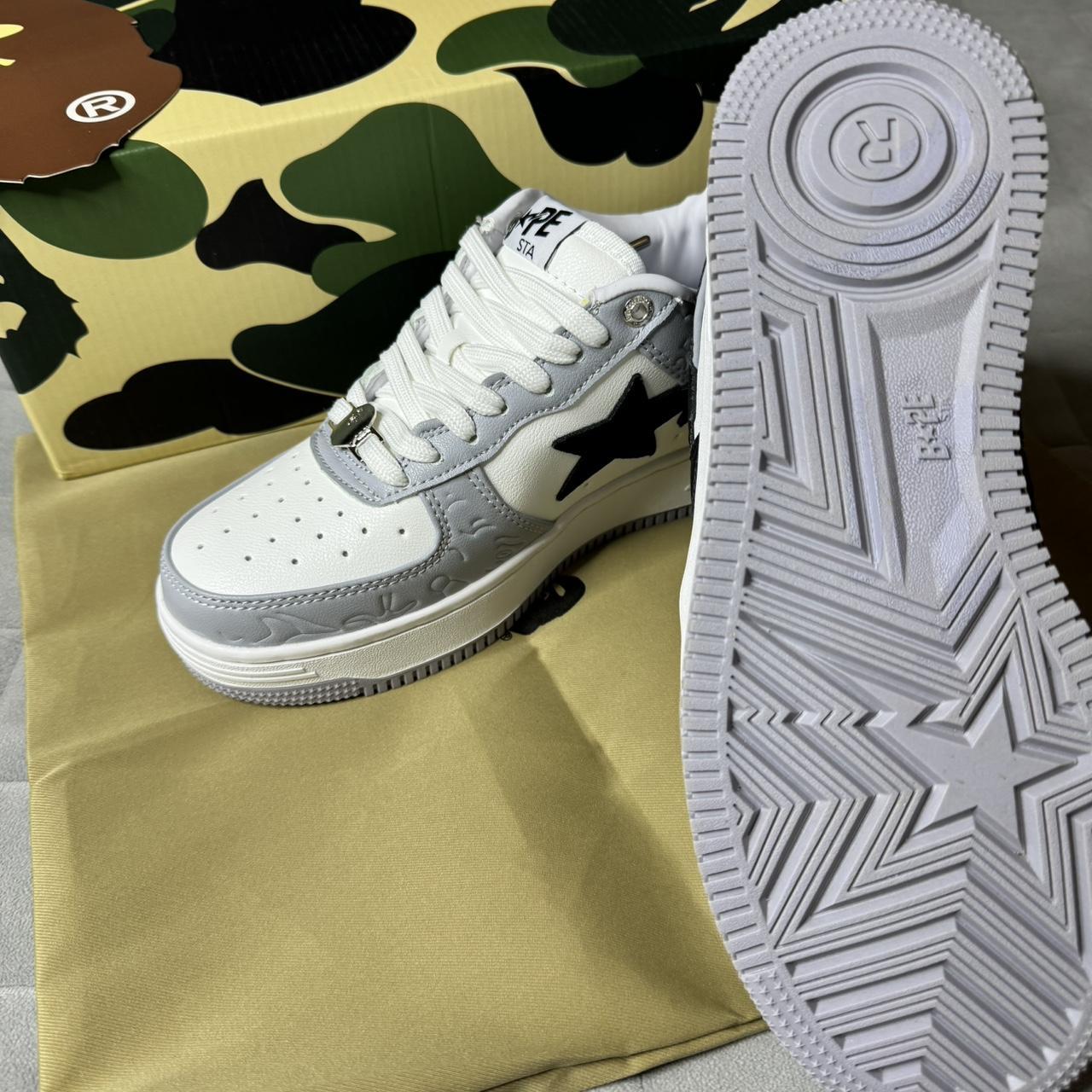 Bape Star🦍 Shoes Grey and white Size 7UK Comes... - Depop