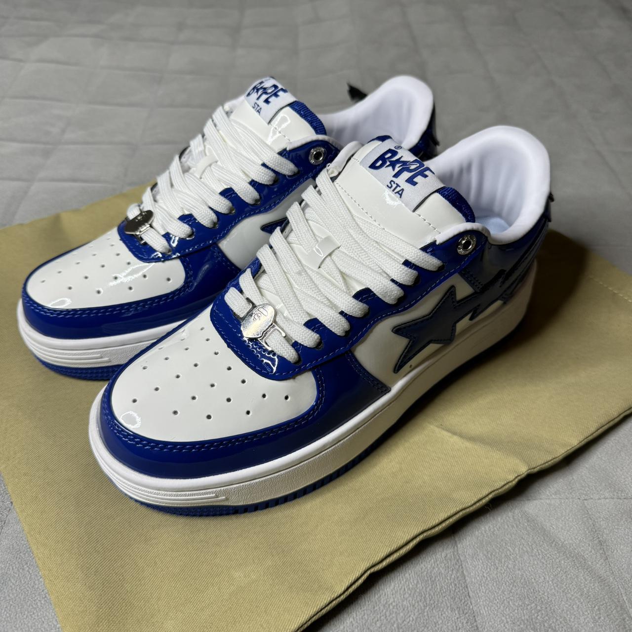 Bape Star🦍 Shoes Blue and white Size 8UK Comes... - Depop