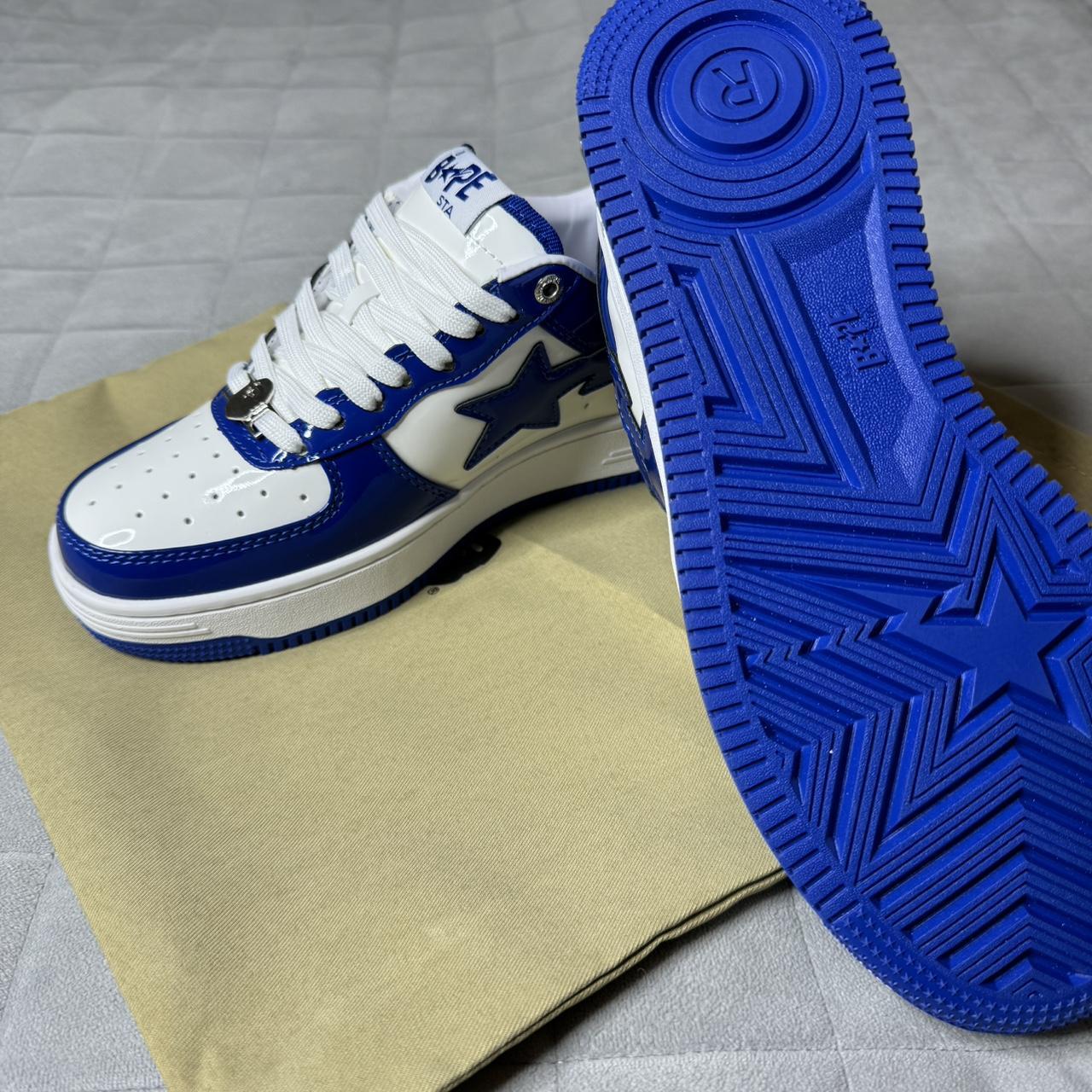 Bape Star🦍 Shoes Blue and white Size 8UK Comes... - Depop
