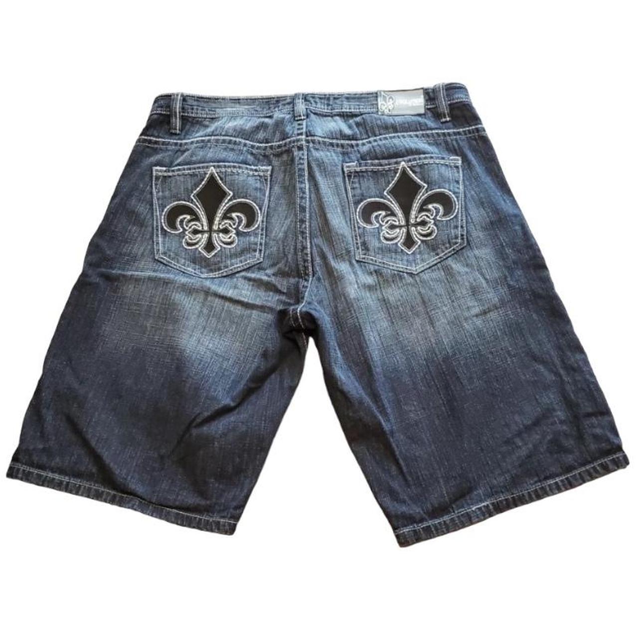 evolution brand dark blue jorts baggy size 42"... - Depop