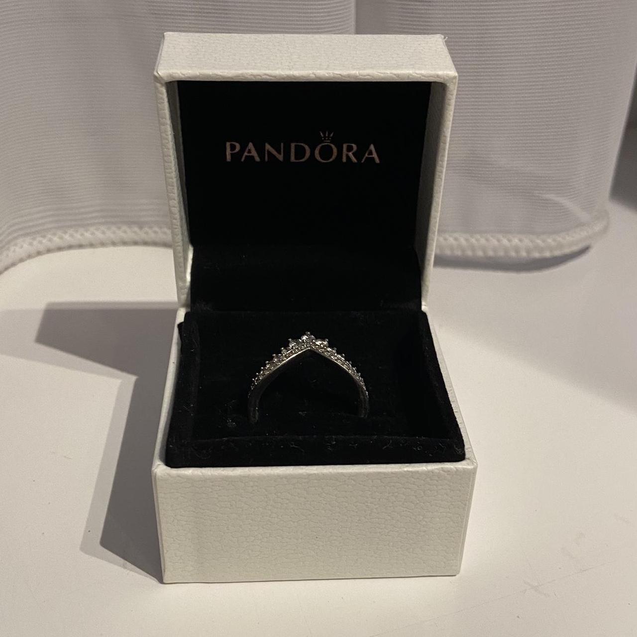 pandora wishbone silver ring with box bought for... - Depop