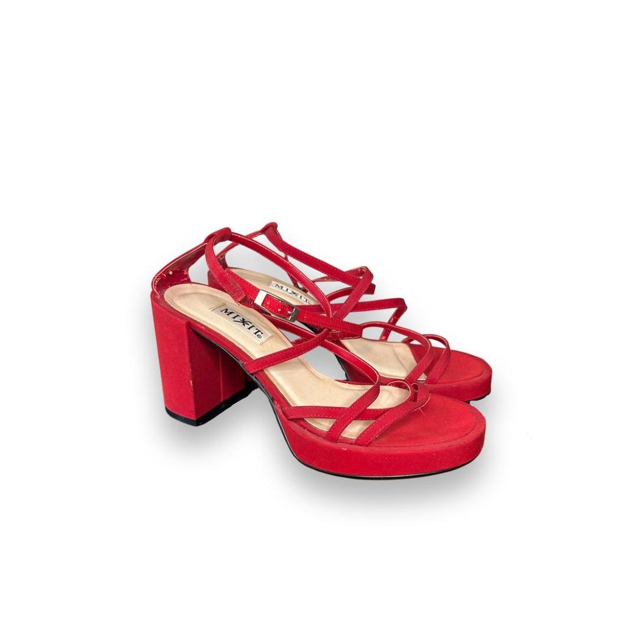 Vintage Mixit Platform Heel 90’s red strappy... - Depop