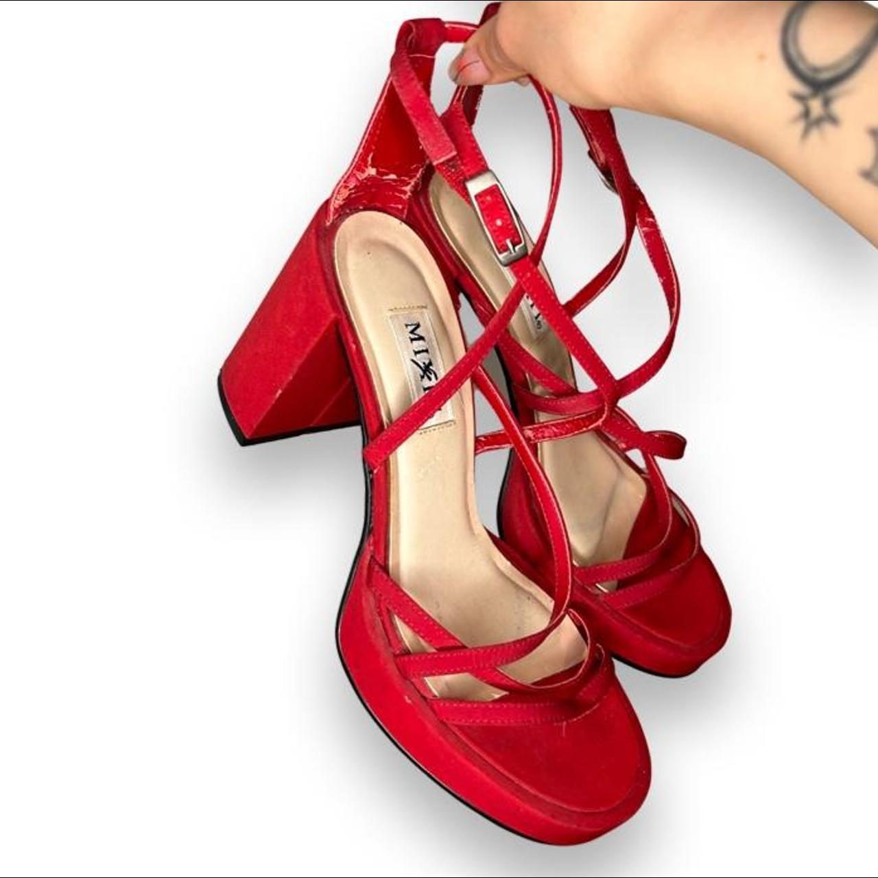 Vintage Mixit Platform Heel 90’s red strappy... - Depop
