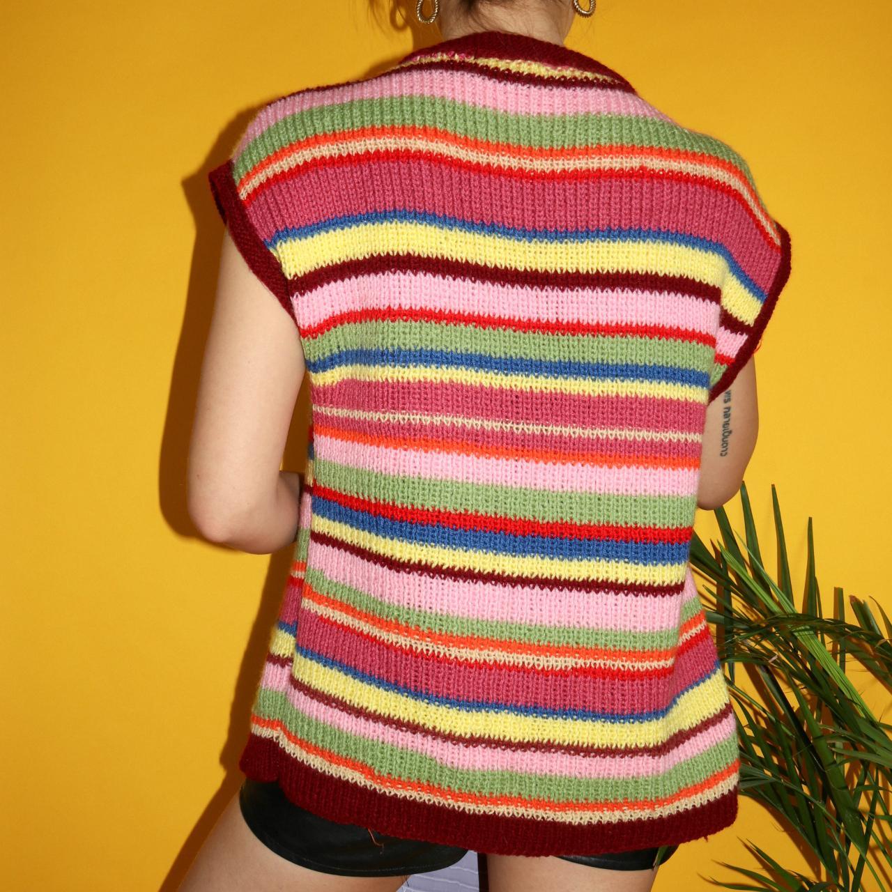 Handmade rainbow knit vest🌸 - size not labelled -... - Depop