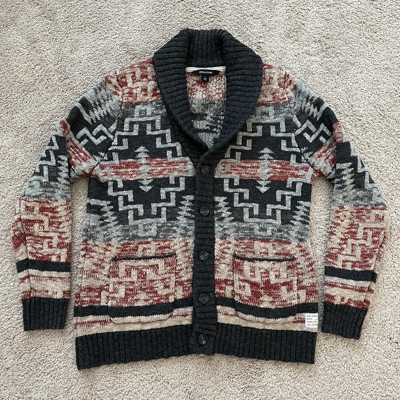 : Adam Levine patterned knit cardigan // vintage... - Depop