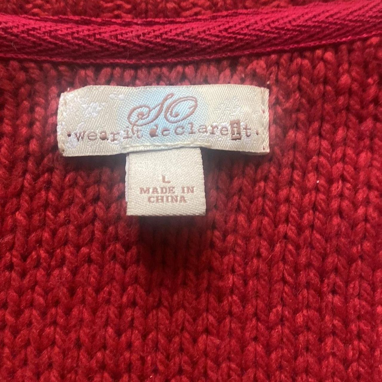 ‘So Wear It Declare It’ Sweater Red, knitted v-neck... - Depop