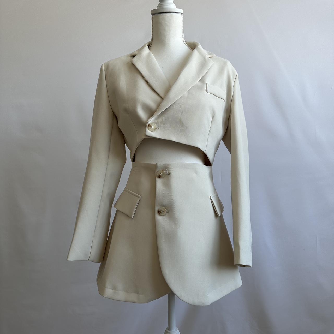 Mini Blazer Set- Skirt and Blazer Top Double... - Depop