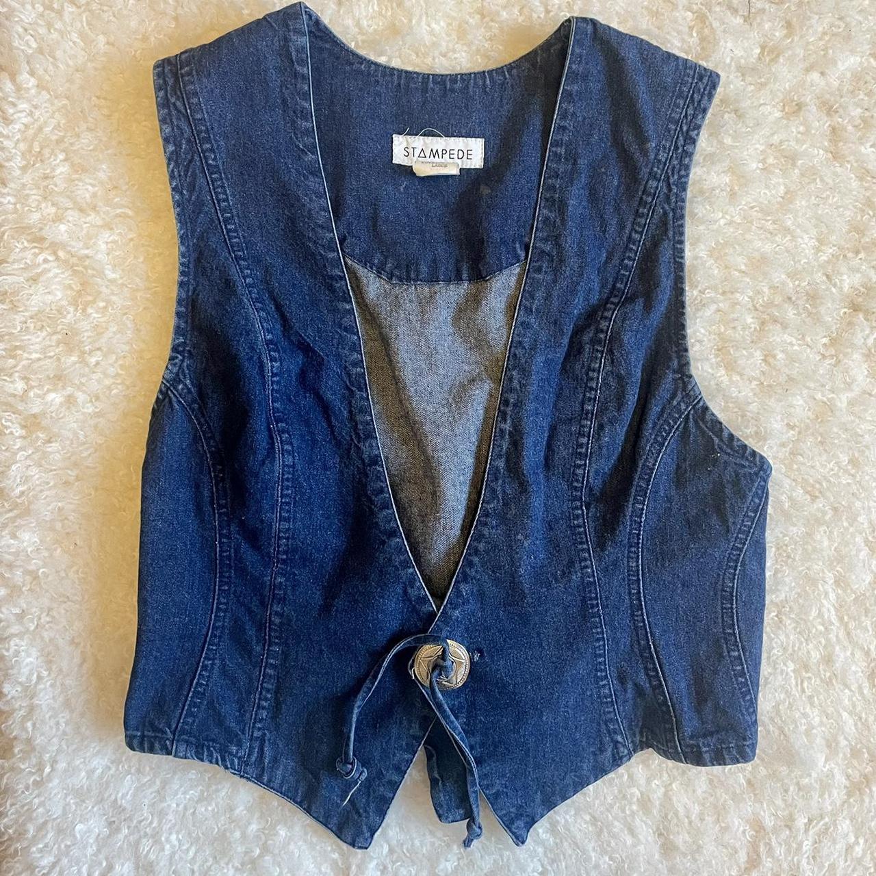Stampede Made in USA Vintage Jean Vest | Size:... - Depop