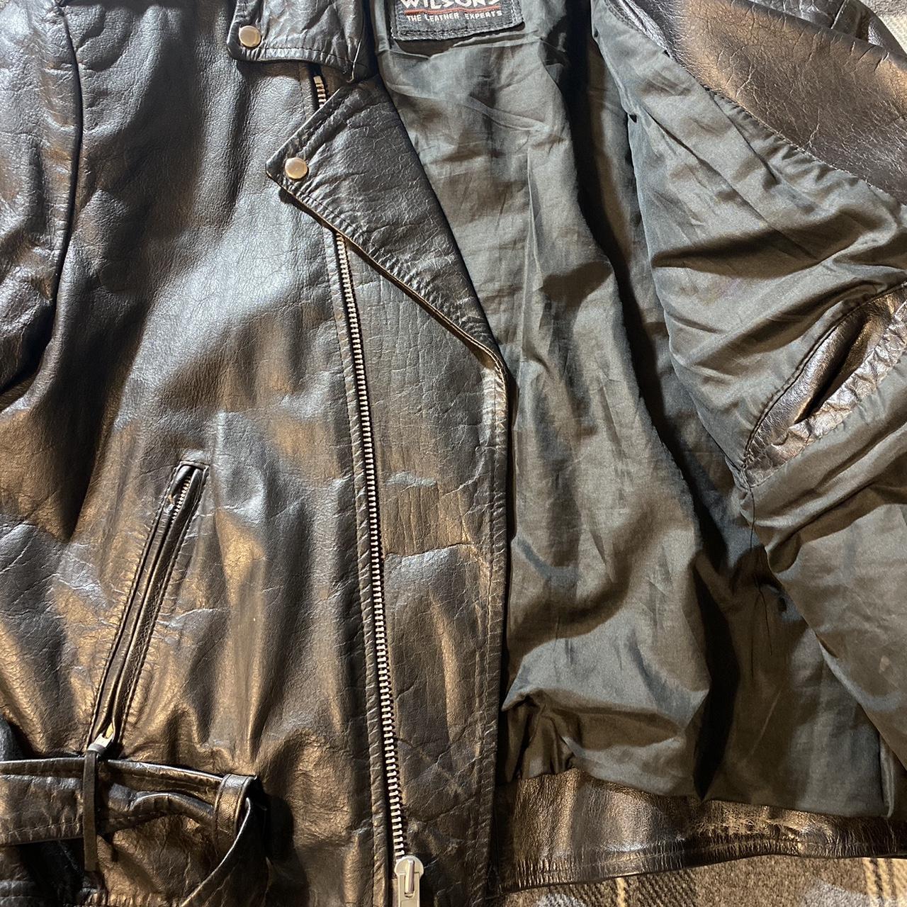 Vintage Wilsons Leather Belted Motorcycle Jacket🏍️... | Depop