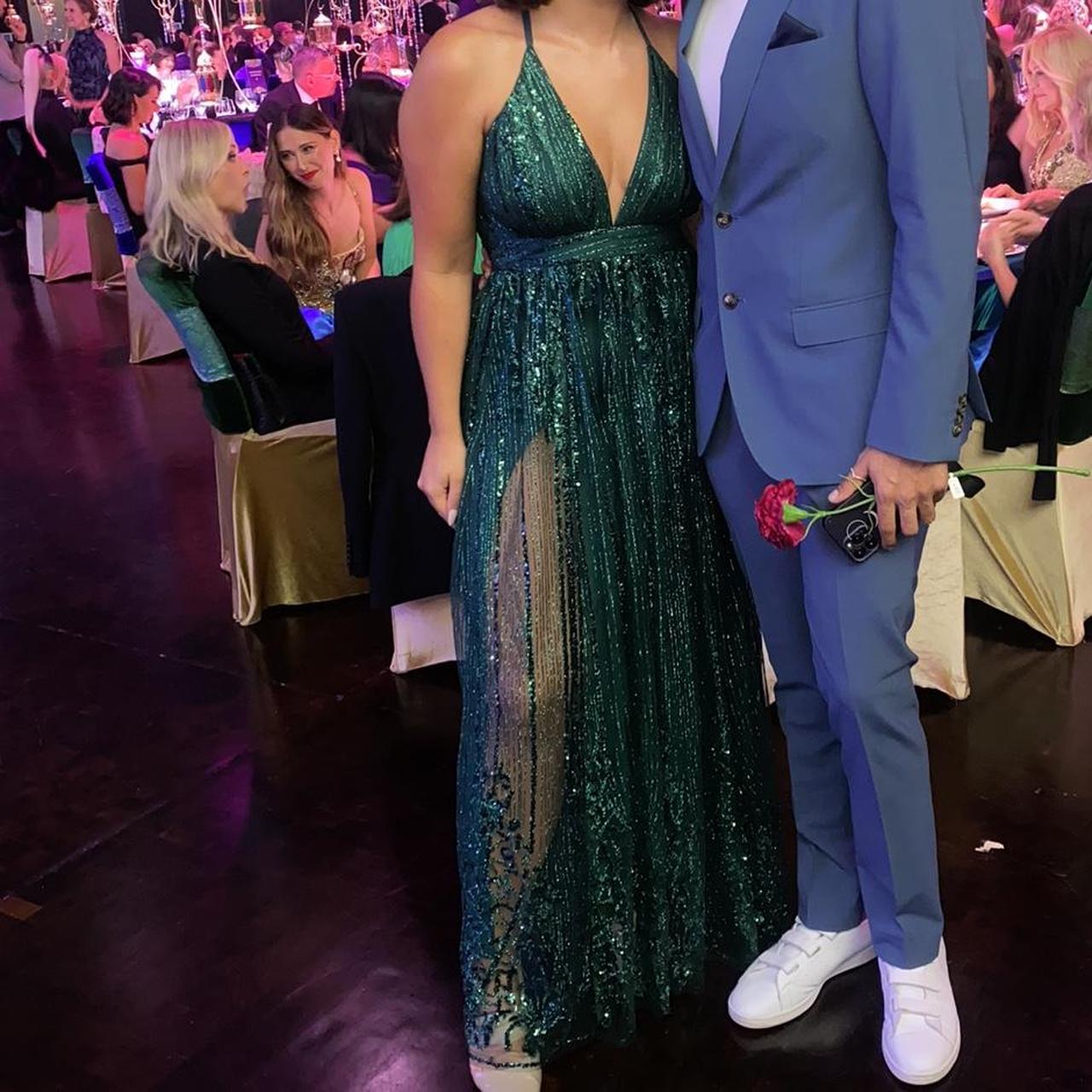 Showpo green glitter & sequin formal... - Depop