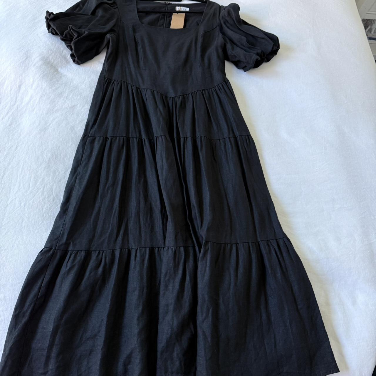 AERE Black linen dress Size 16 Worn once realised i... | Depop