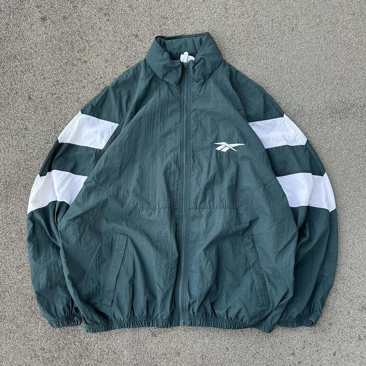 Vintage 90s Reebok Track Jacket Colorblock Hooded... - Depop