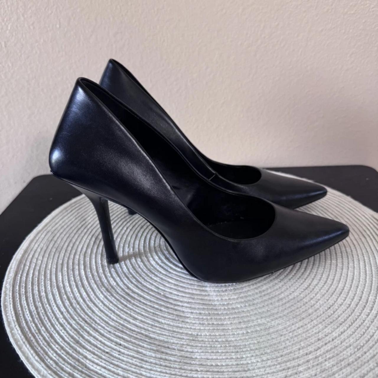 Aldo black leather 4 inch pumps heels size 8.5... | Depop