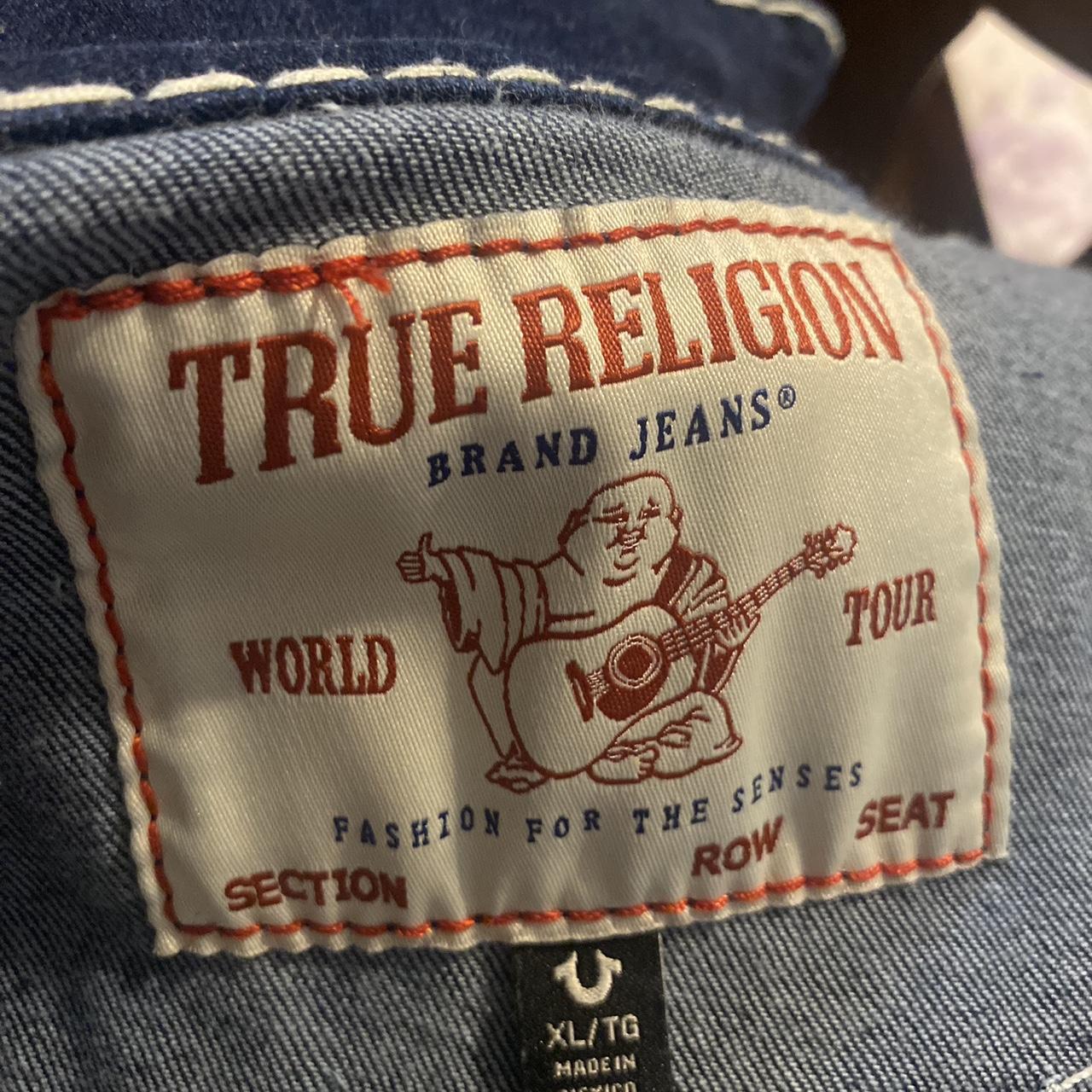 True Religion - Jimmy Rope Navy/Blue Denim Jacket - XL - Depop