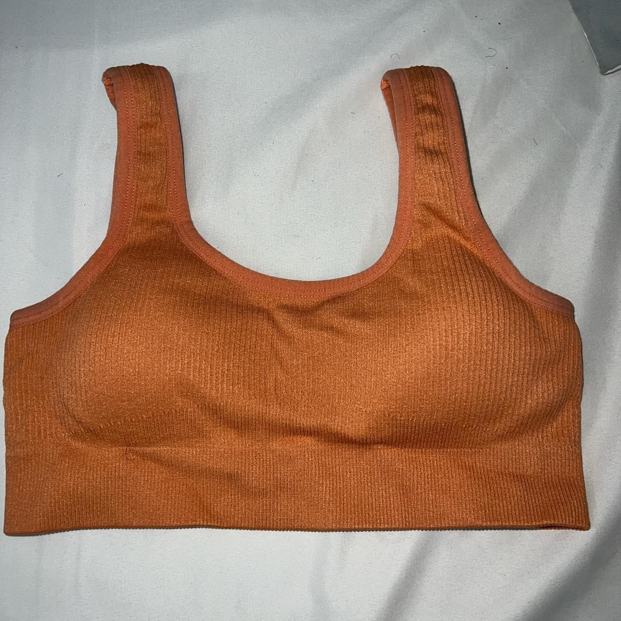 orange gym workout set !! fits size small stretchy... - Depop