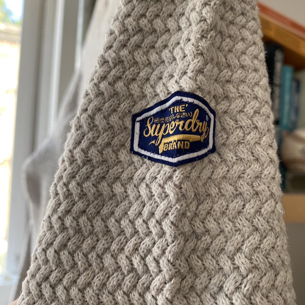 Superdry Men's Grey and Cream Jumper | Depop