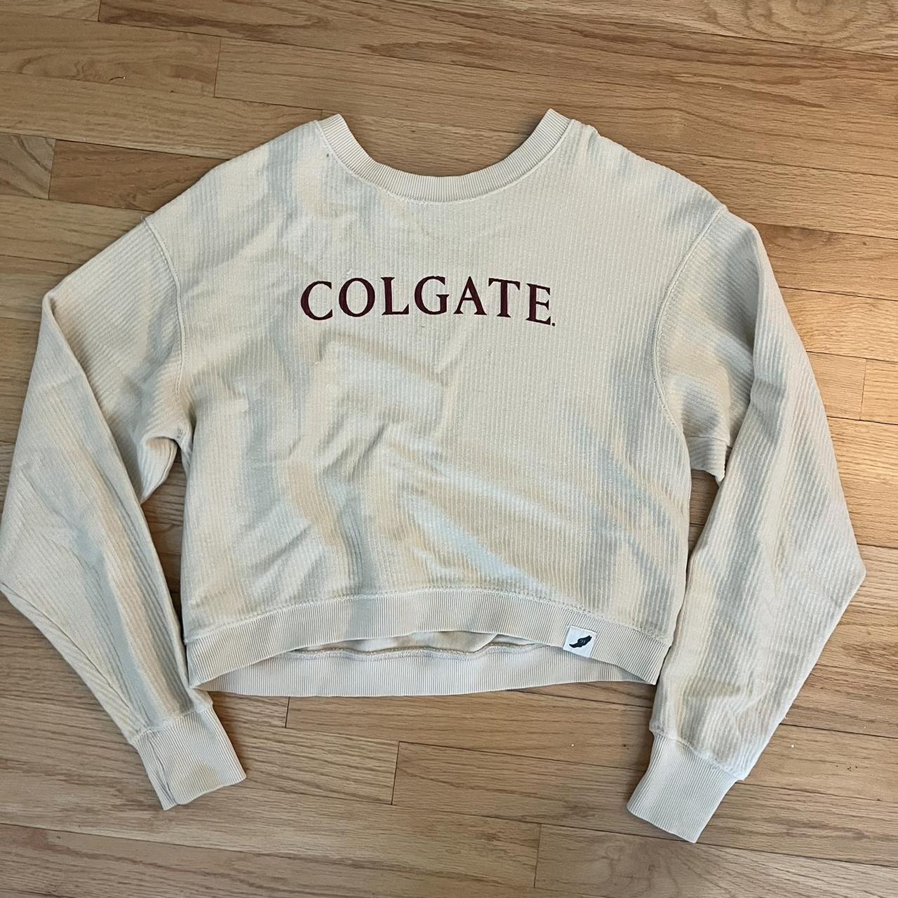 Pale yellow/cream Colgate crewneck Slightly cropped... - Depop