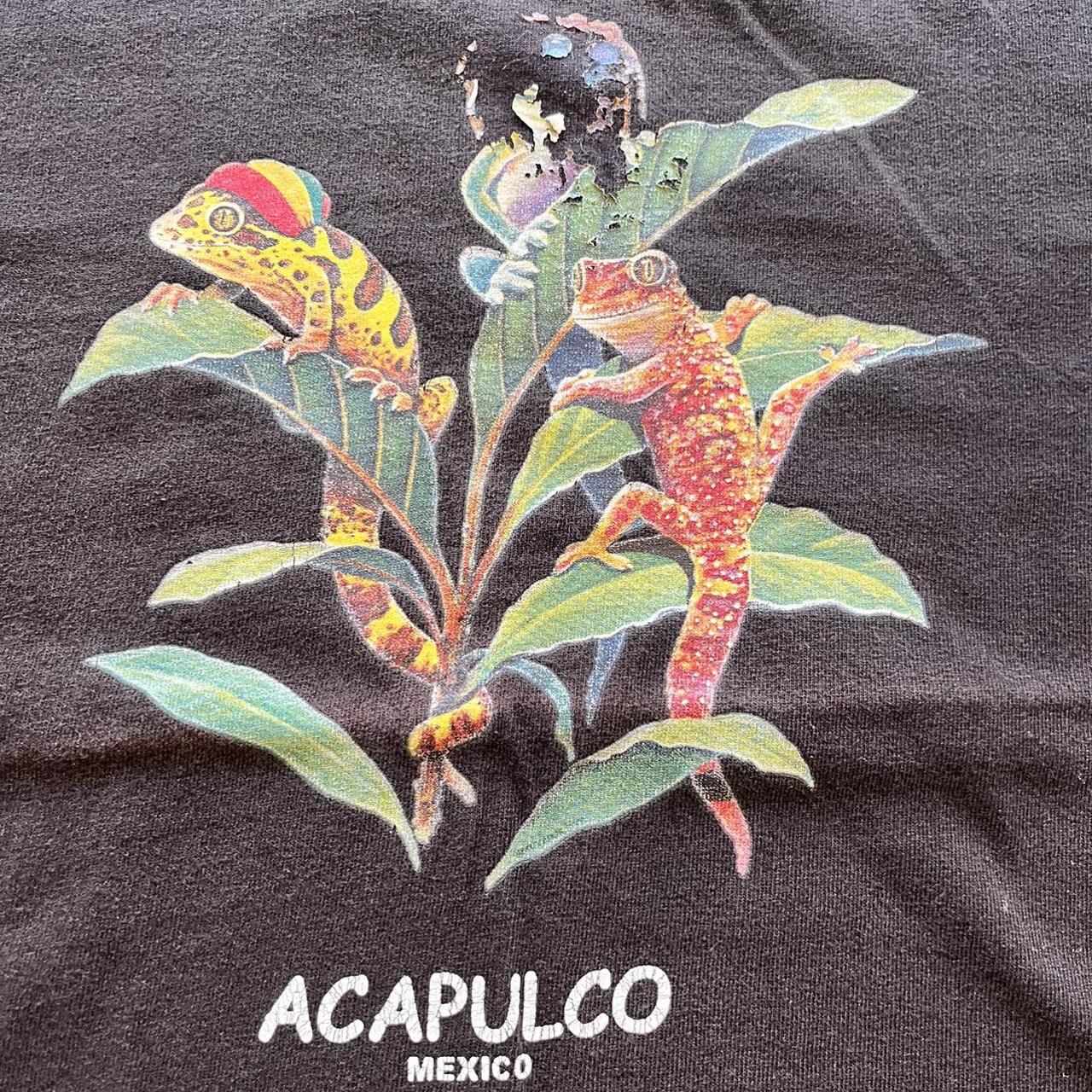 Vintage Gecko Tshirt Acapulco Mexico Black XL Rasta... - Depop