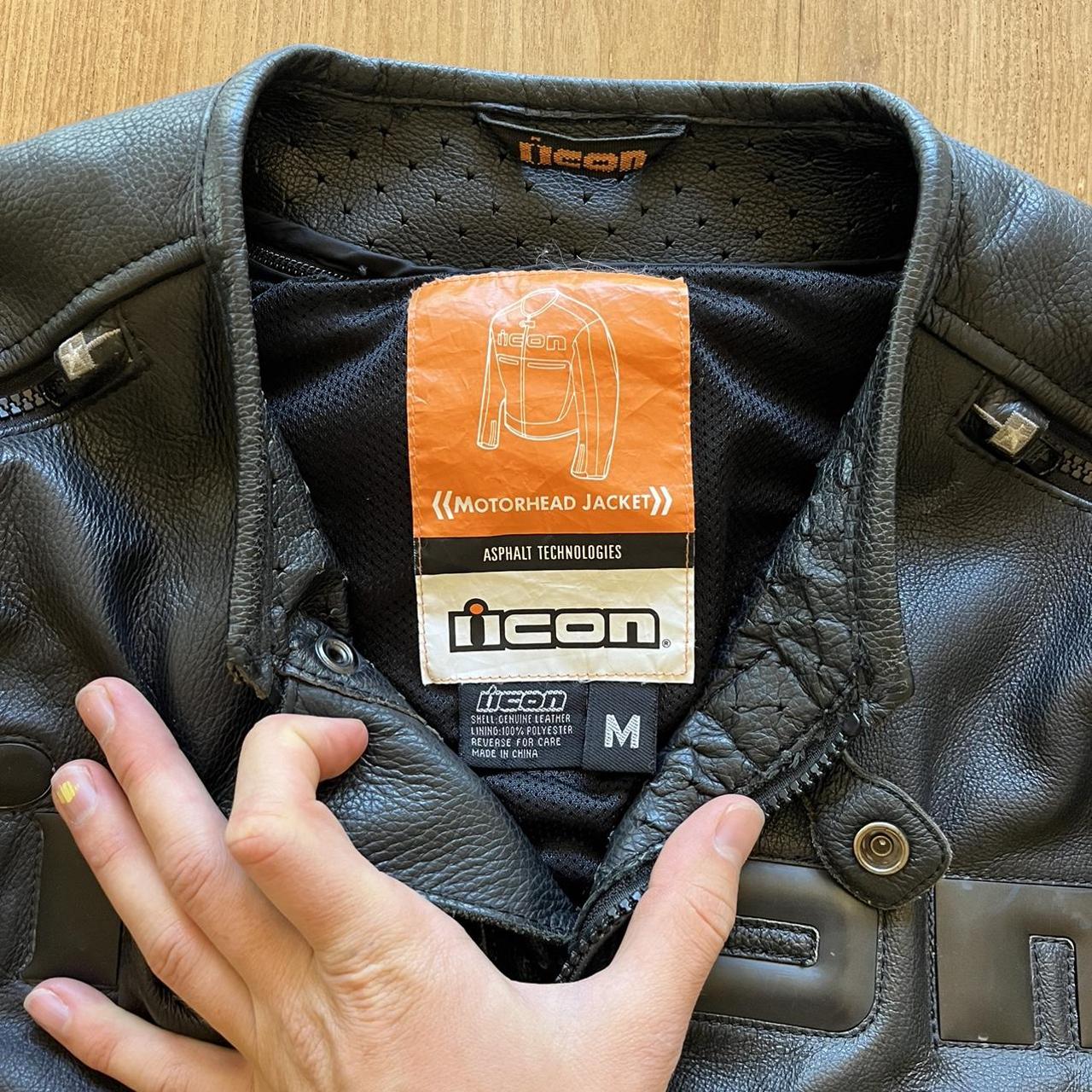 Vintage Icon Leather Motorcycle Jacket Medium... - Depop