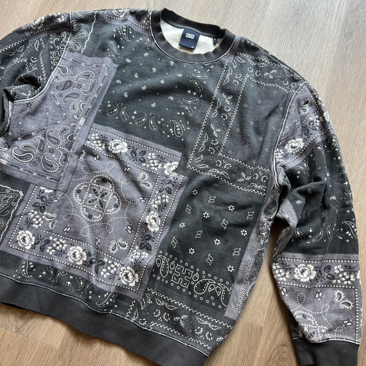 Kith gray scale bandana crewneck! Has an awesome... | Depop