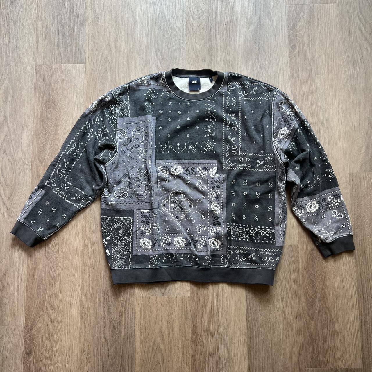 Kith gray scale bandana crewneck! Has an awesome... | Depop