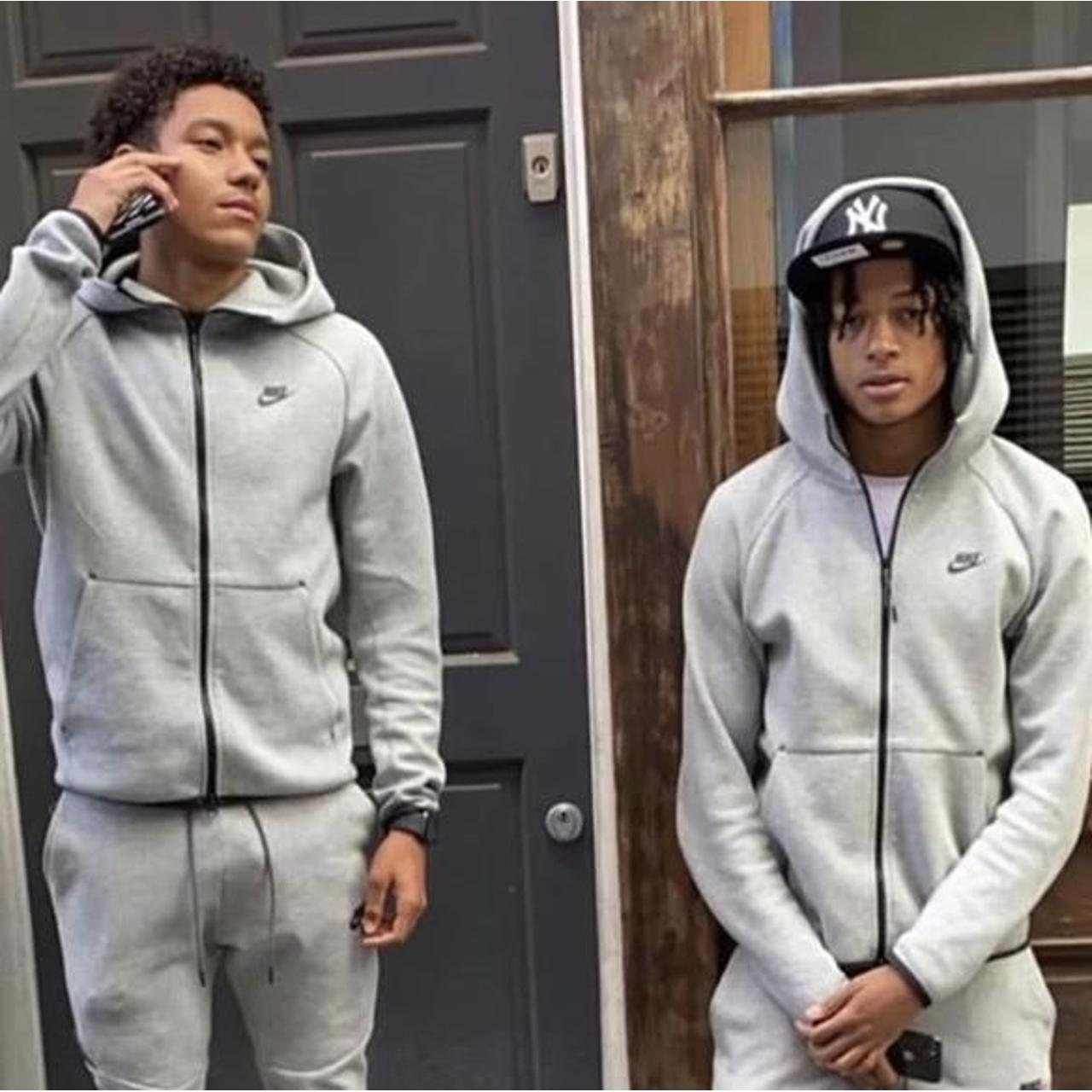 NIKE GREY TECH FLEECE ZIP UP (TOP HALF ONLY) FIRST... - Depop