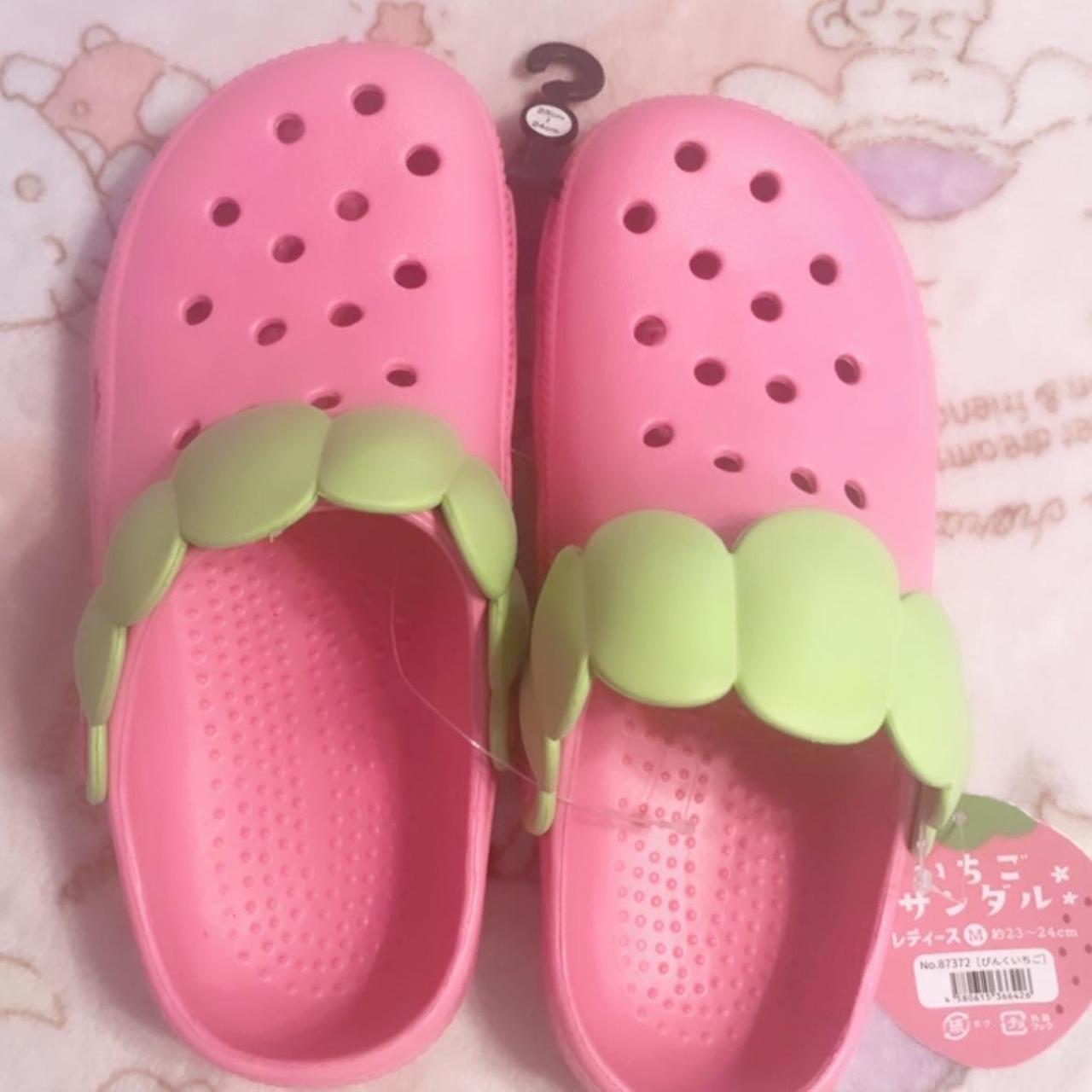 23-24cm strawberry crocs #strawberry #ichigo... - Depop