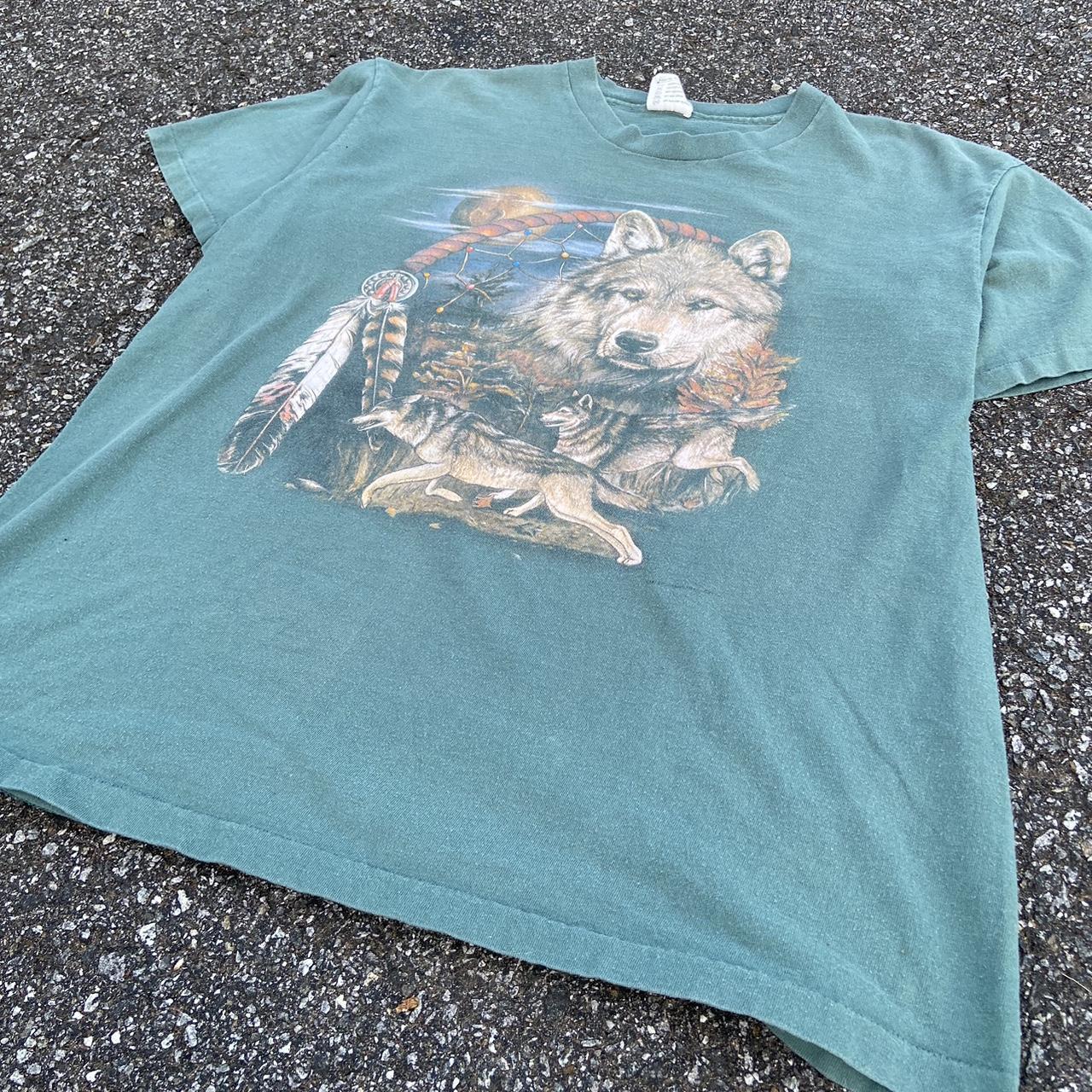 Vintage faded Wolf Native nature Tee Size tags says... - Depop