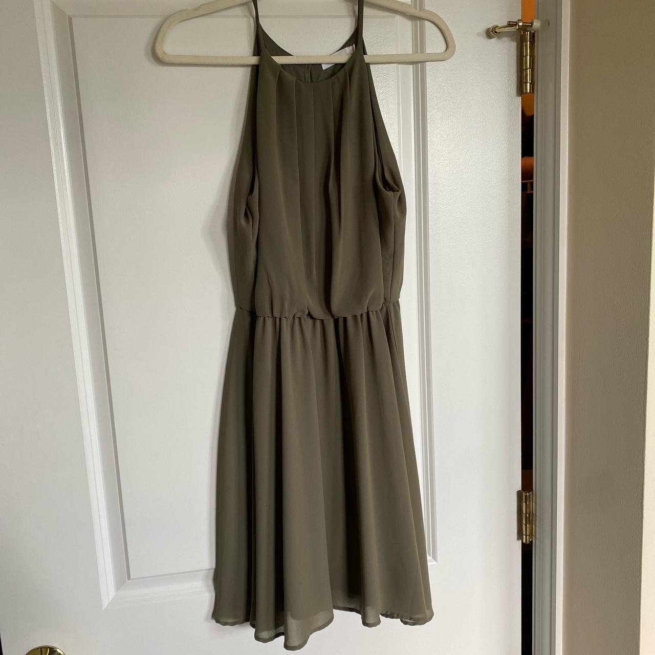Lush high neck, knee-length, olive green dress.... - Depop