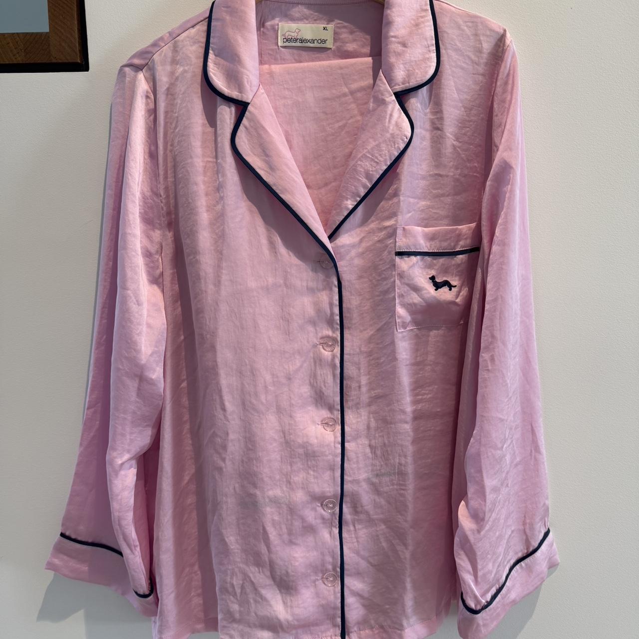 Pink Peter Alexander Satin long pyjamas. Worn once.... | Depop