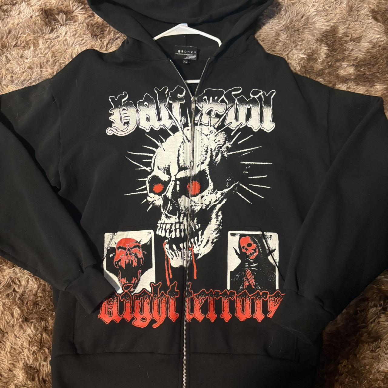 Half Evil zip-up hoodie. Heavy weight, oversized,... | Depop