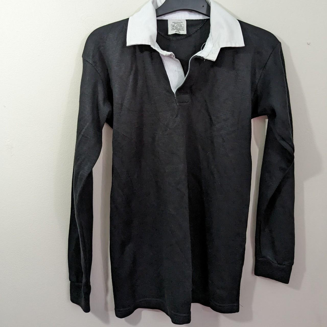 Vintage Classic Black Rugby Top Size 34-36 (Men's... - Depop