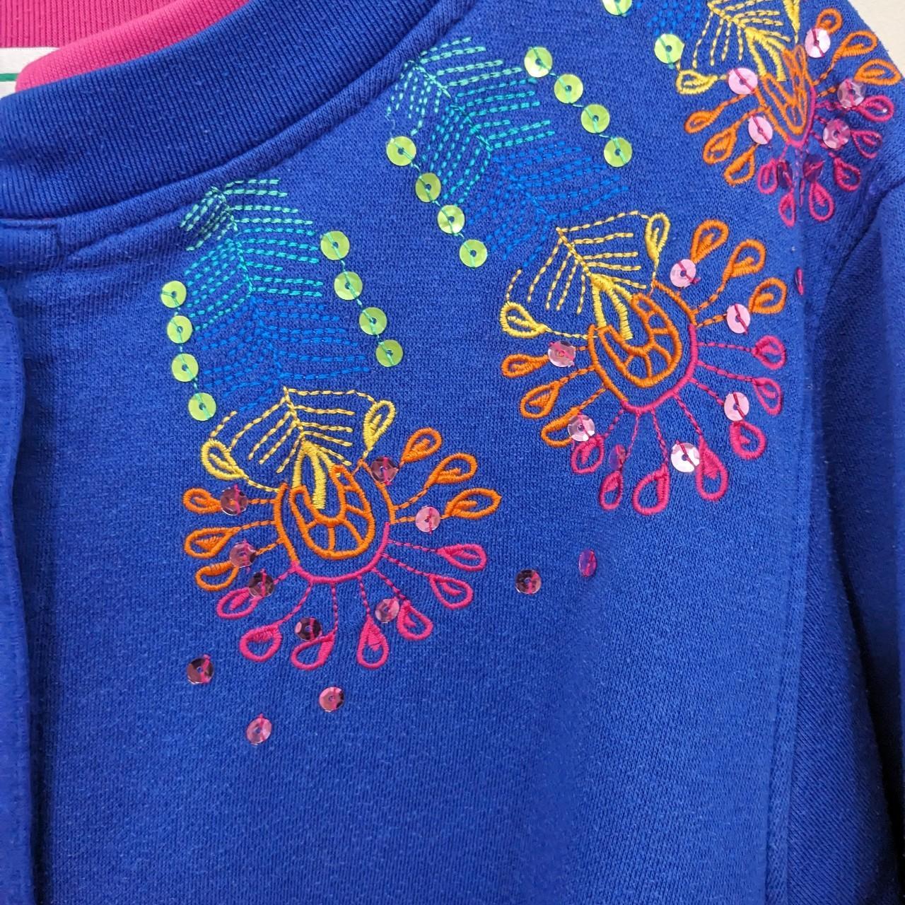 Vintage Shenanigans Bold Blue Cardigan with... - Depop